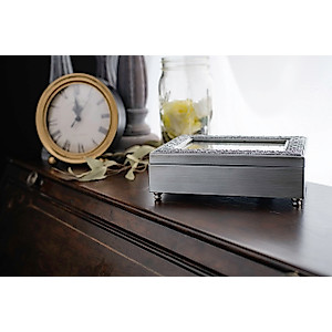 Cottage Garden Grandma in My Life Much Love Filigree Jewel Bead Silver Tone Music Box Plays Canon D