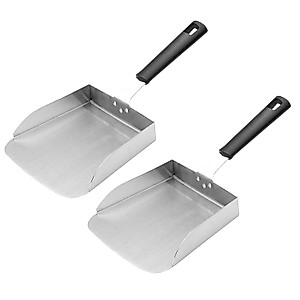 Large Griddle Scoop (2pcs) for Hibachi Type Cooking.Stainless Steel Food Shovel for Scrambled Eggs and Fried Rice.Grilling Food Mover for Flat Top Grill Accessories Smash Burger Spatula