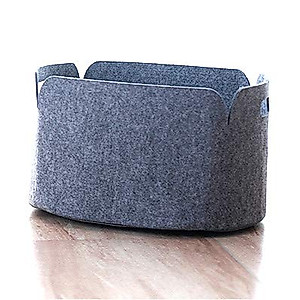Foldable Storage Basket Bin Drawers Nature Felt Fabric with Handles for Home Office Bedroom Clothes DVD Books Cloest Organizer Strong&Large Size (Gray)