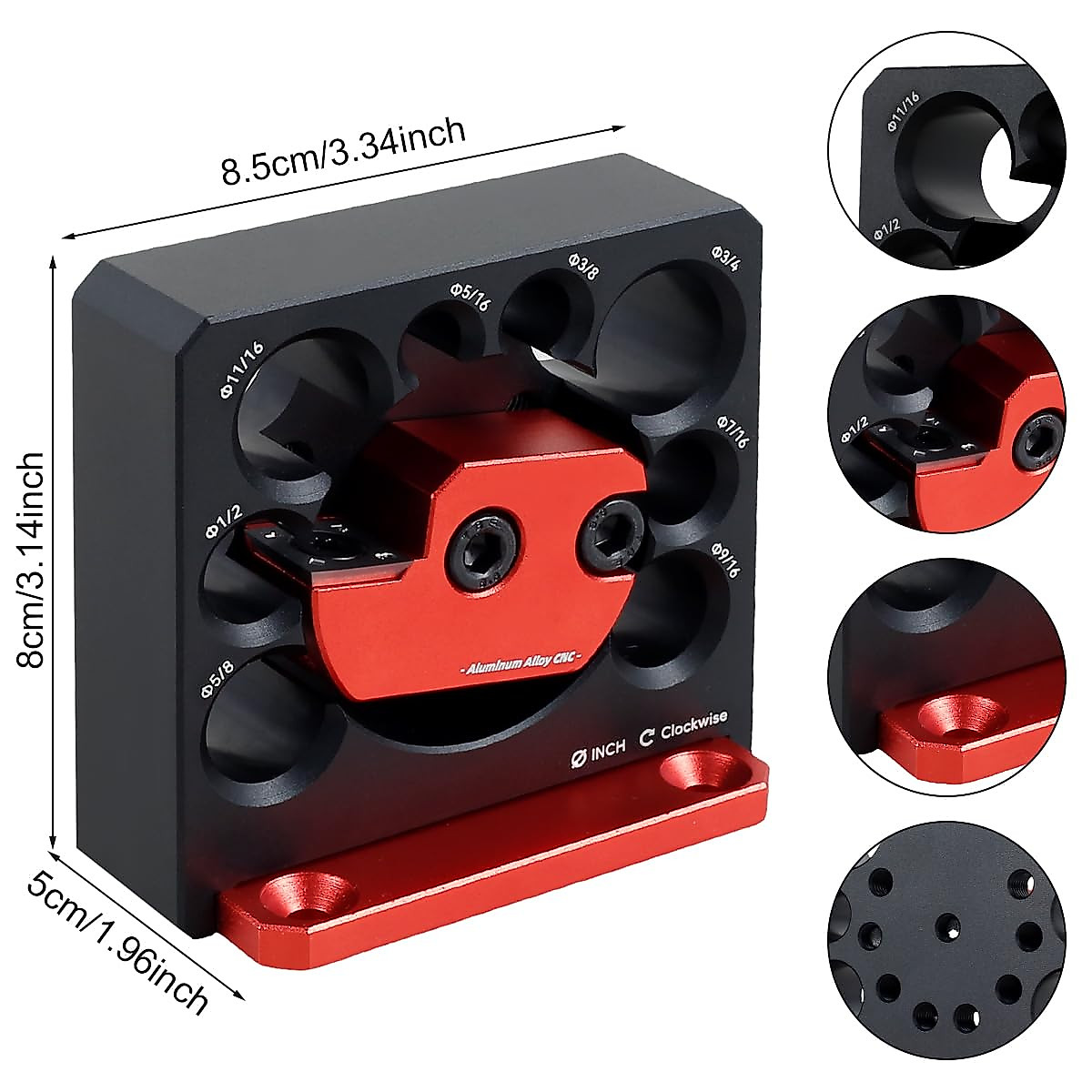 Generic Dowel Maker Jig Kit, Imperial 5/16-3/4inch Adjustable Drill Milling Dowel Round Rod Auxiliary Tool, Aluminum Alloy Dowel Round Rod Sticks Maker Jig with 8 Holes (B), IUHE3