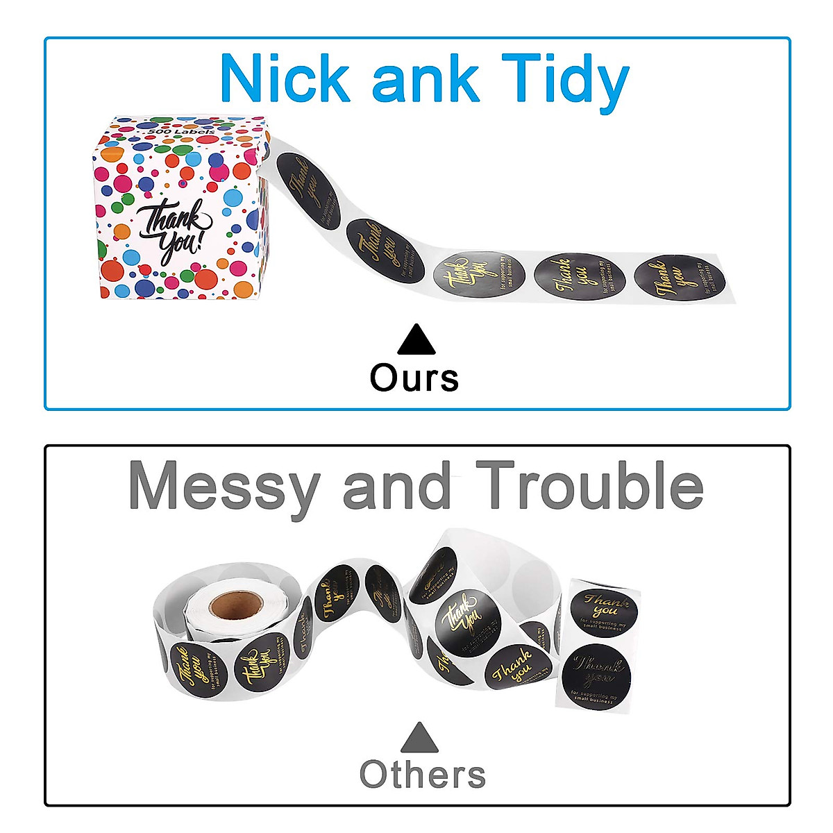 500PCS Thank You Stickers Small Business, 1.5 Inch Thank You Stickers, 1 Round Gold Foil Stickers for Cookies Box, Gift Bags,Greeting Cards,Envelope Seals, Boutique Supplies