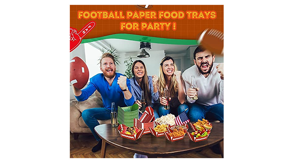 Yungyan 100 Pieces Football Paper Bowl Football Food Trays Nacho Trays ...
