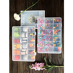 UHOUSE 2 PCS 18 Grids Clear Plastic Organizer Container Storage Box with Adjustable Dividers for Washi TapeJewelry Craft Tackles Tools, Size: 10.4 x 6.8 x 1.1 in (Clear)