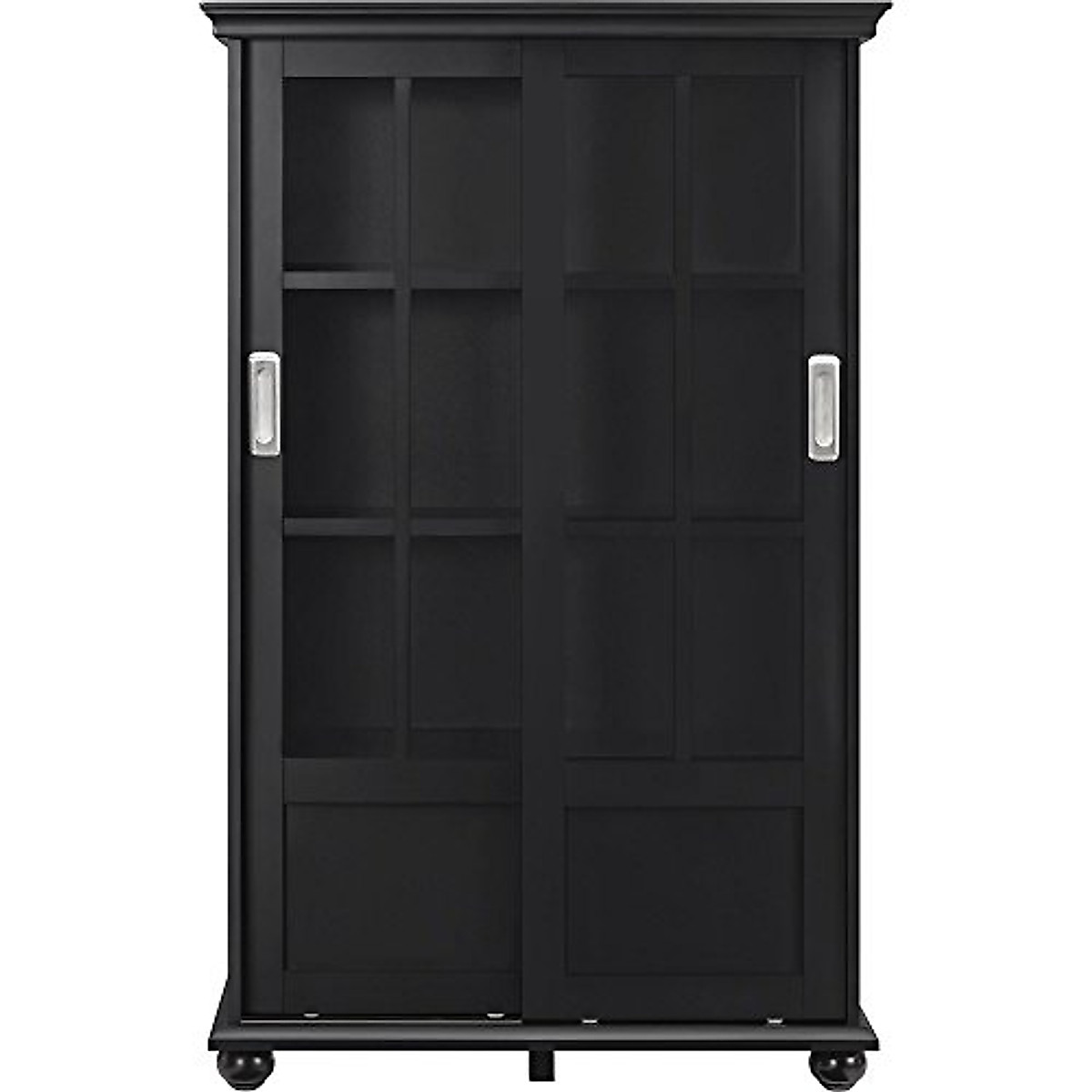 Ameriwood Home Aaron Lane 4 tier Bookcase with Sliding Glass Doors, Black