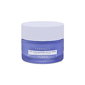 Farmacy Niacinamide Overnight Face Mask - Pore Refining Facial Mask with 10% Niacinamide - Replenishes Moisture Barrier with 3% Panthenol + Blueberry Seed Oil for Soft, Supple Skin (50ml)