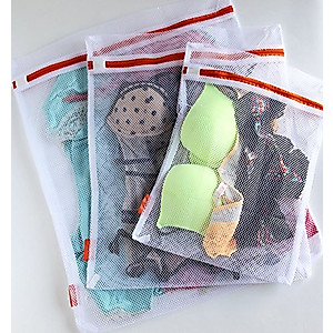 Liphontcta Premium-Quality Breathable Micro Mesh Fabric Lingerie Delicates Bra Underwear Hosiery Washing Bags White Set of 3