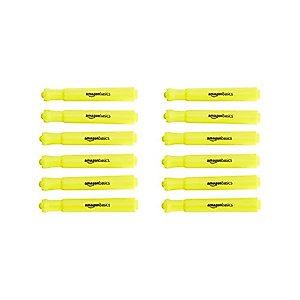 Amazon Basics Tank Style Highlighters - Chisel Tip, Yellow, 12-Pack