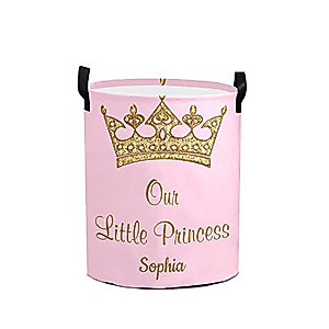 Laundry Basket Our Little Princess Laundry Bag Hamper Collapsible Oxford Cloth Home Storage Bin with Handles