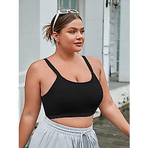 Milumia Women's Plus Size Crisscross Back Sports Bra Fitness Workout Yoga Bra Black XX-Large Plus