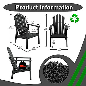 FOLAWO Adirondack Chair HDPE Weather Resistant Outdoor Adirondack Chair Fire Pit Chairs for Patio Lawn Garden Backyard Deck