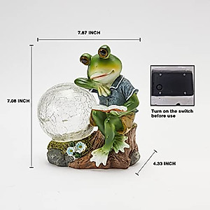 FANOAULEA Garden Frog Statues Outdoor Decorations with Solar Light, Frogs Garden Decor Solar Frog Figurines Lights Waterproof Decoration for Yard Patio Garden Lawn