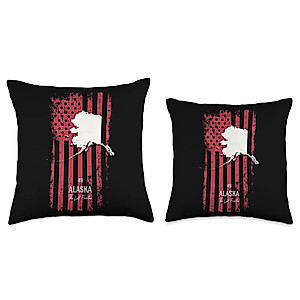 Alaska State Map USA Throw Pillow, 16x16, Multicolor