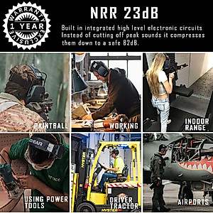 PROHEAR 036 Digital Electronic Shooting Ear Protection Patriot Sound Amplification Earmuffs & 016 Shooting Ear Protection Safety Earmuffs Gun Range Hunting (Black)