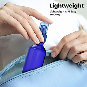 CULINAIRE 2oz Glass Spray Bottles for Essential Oils with Gold Pen Marker, Small Fine Mist Spray Bottle, Refillable, for Hair Spray, Essential Oils, Colognes, and Hand Sanitizers, Blue, Pack of 12