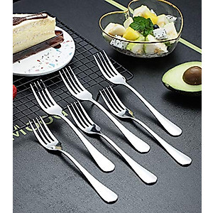 Kyraton Dinner Fork 6 Pieces, Stainless Steel 8.17 Inch Forks Silverware, Table Forks Set of 6