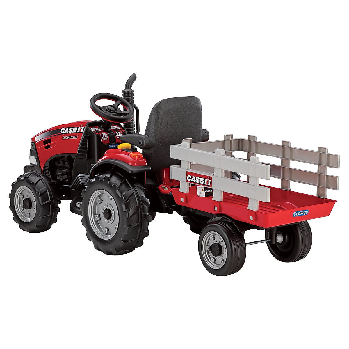 Peg Perego Case IH Magnum Tractor and Trailer 12 Volt Ride on, Red