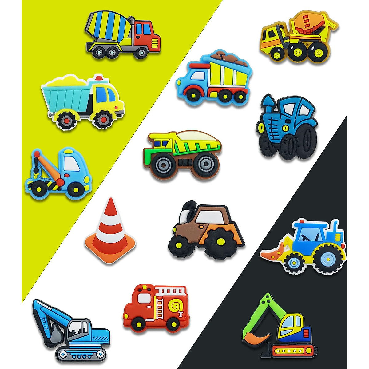 25PCS Truck Shoe Charms for Croc Bubble Slides Clogs Sandals, Engineering Vehicle Shoe Accessories Decorations for Girls Women Teens Adults