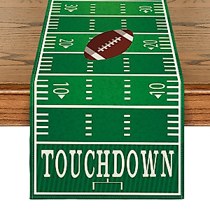 Artoid Mode Touch Down American Football Court Table Runner, Rugby Boy Fall Birthday Party Kitchen Dining Table Decoration for Home Decor 13x72 Inch