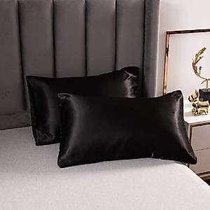 Black Silk Comforter Cover Set Full Size Silk Like Satin Duvet Cover Set Solid Color Decor Soft Microfiber Women Bedding Sets With Zipper Ties Soft Luxury Duvet Cover Set For Adult Women Men Girls