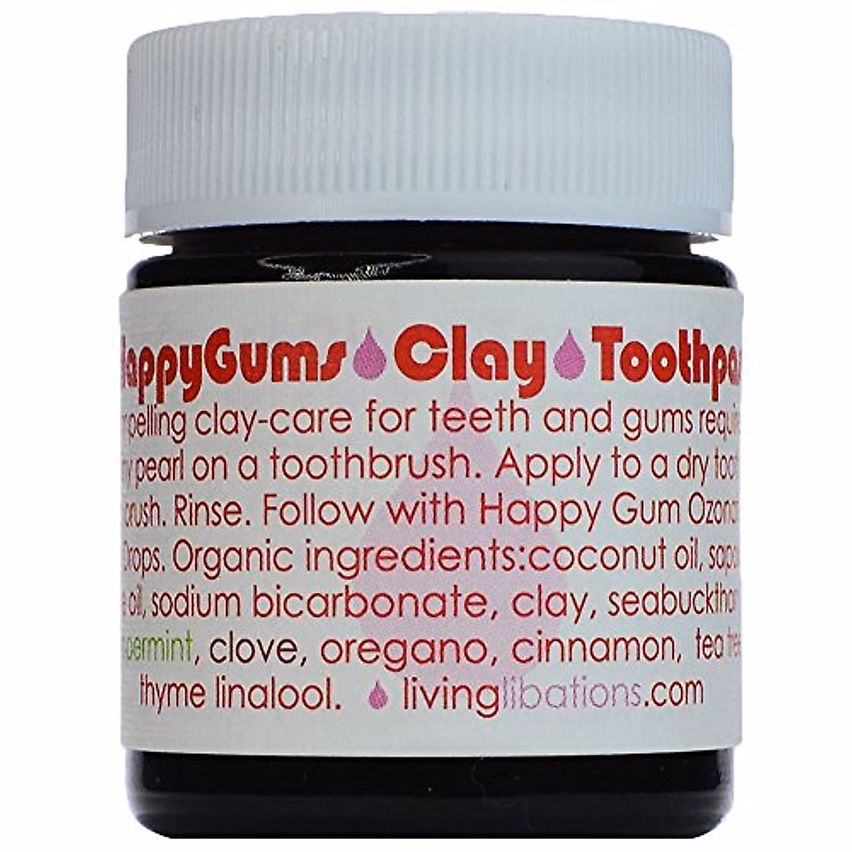 Living Libations - Organic Happy Gums Cleansing Clay Toothpaste | Natural, Wildcrafted, Vegan Clean Beauty (0.5 fl oz | 15 mL)