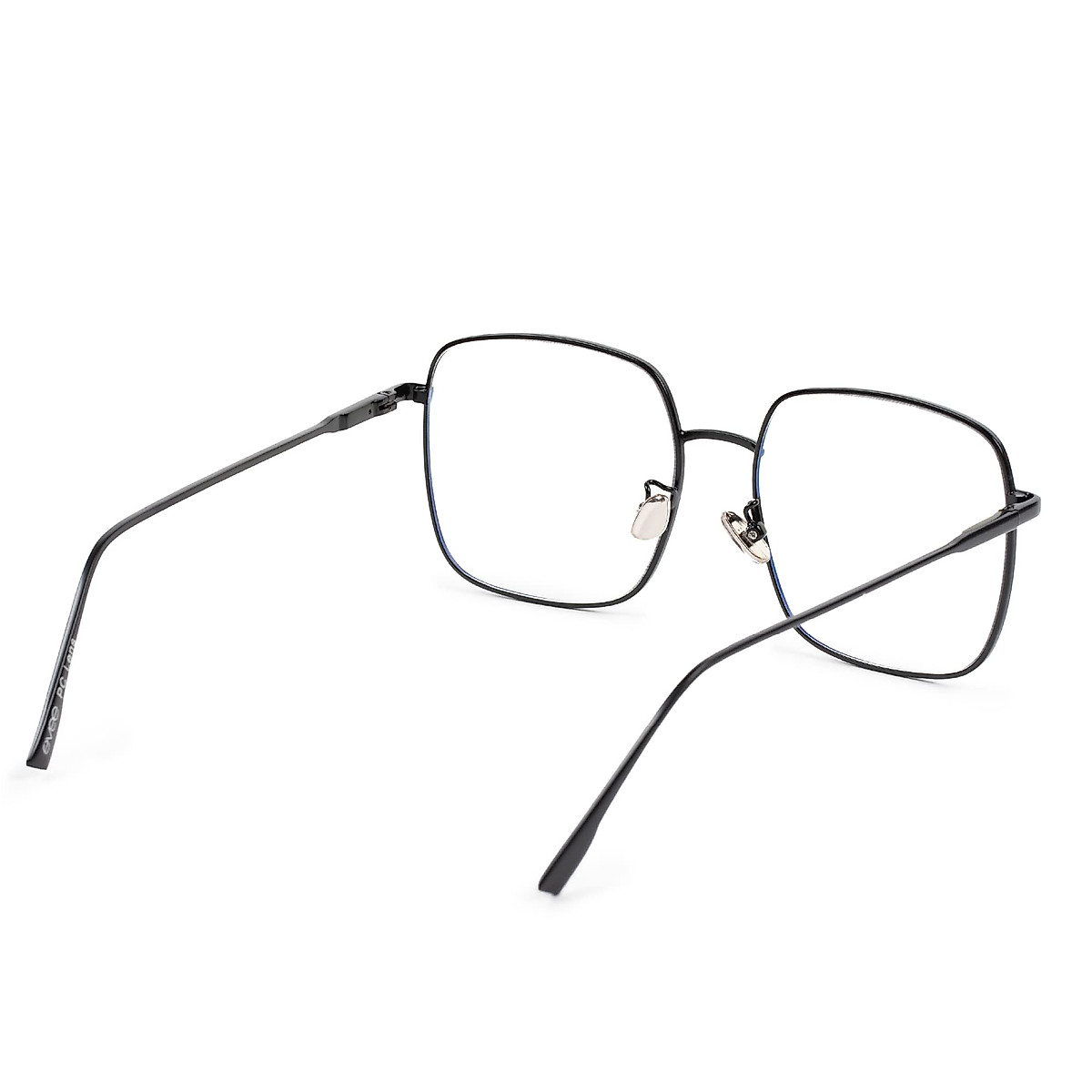 EVEE Square Oversized Anti-Blue Light Glasses For Women with Flat Lenses and Metal Frame - (Kelly) (Matte Black)