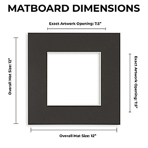 12x12 Mat Bevel Cut for 8x8 Photos - Precut White Linen Canvas Square Shaped Photo Mat Board Opening - Acid Free Matte to Protect Your Pictures - Bevel Cut for Family Photos, Pack of 1 Matboard