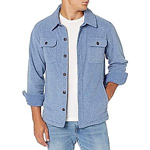 Amazon Essentials Men's Long-Sleeve Polar Fleece Shirt Jacket, Indigo Blue Heather, Medium