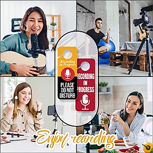 2 x Do Not Disturb Door Hanger Sign,Recording in Progress Do Not Disturb Door Hanger Sign,Recording in Progress Microphone Door Knob Hanger Sign for Offices Clinics (9.5 X 3.5 Inch)