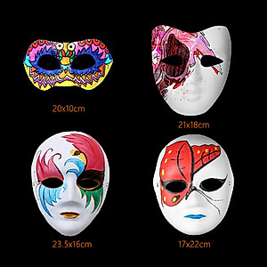 Lynkaye White Plain Masks,16 pcs DIY Unpainted Masquerade Masks Craft Mardi Gras Dance Cosplay Party Mask Costume (16 Pcs) (Style A)