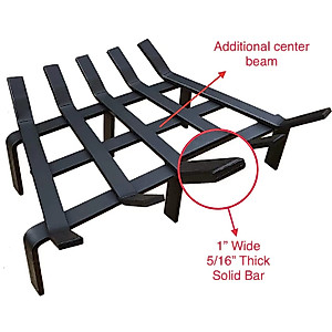 Hi-Flame HIFLAME 15 Inch Fireplace Log Grate Steel Fire Grate for Wood Burning Stove Firewood Holder, Heavy Duty Wide Iron for Indoor Chimney and Outdoor Camping Fire Pit (Black) (15 Inch)