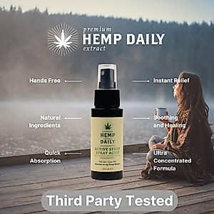 Hemp Daily Active Spray | Hemp Spray with Essential Oils | Vegan, Organic Ingredients | 2 Fluid Ounces, 3 Pack
