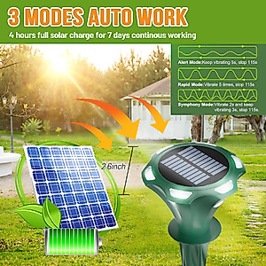 Pack of 2 Solar Mole Repellent Sonic Gopher Repellent Vole Chaser Mole Deterrent Sonic Spikes Rodent Repellent Ultrasonic Pest Control Outdoor Keep Moles Out of Yard Lawn