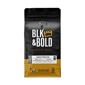 BLK & Bold Ground Coffee, Smoove Operator Premium Dark Roast, 100% Arabica Beans, 12 oz Bag