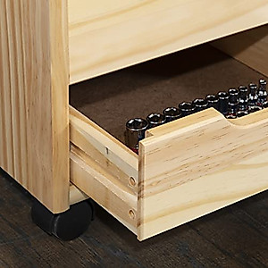 Linon Home Decor Products Corinne Six Drawer Storage, Natural Rolling Cart