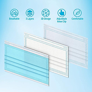 Comix Disposable Face-Masks with 3-Layer Adult Masks, L707 Pack of 100