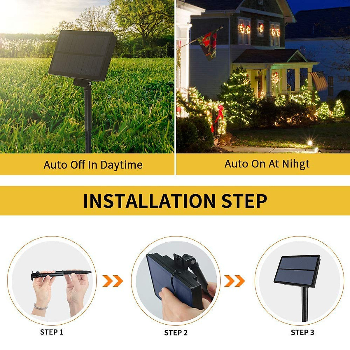 VTECHOLOGY 500LED Solar Christmas Lights, 170Ft Christmas Tree Lights with 8 Lighting Modes Waterproof Outdoor Lights for Patio Party (Multicolor)