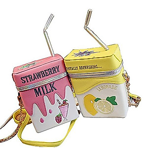 LUI SUI Cute Strawberry Milk Box Cross Body Purse Bag Cellphone Shoulder Bags Card Holder Wallet Purse