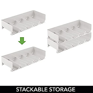 mDesign Plastic Free-Standing Water Bottle and Wine Rack Storage Organizer for Kitchen Countertops, Table Top, Pantry, Fridge - Stackable - Holds 20 Bottles, 4 Pack - Light Gray