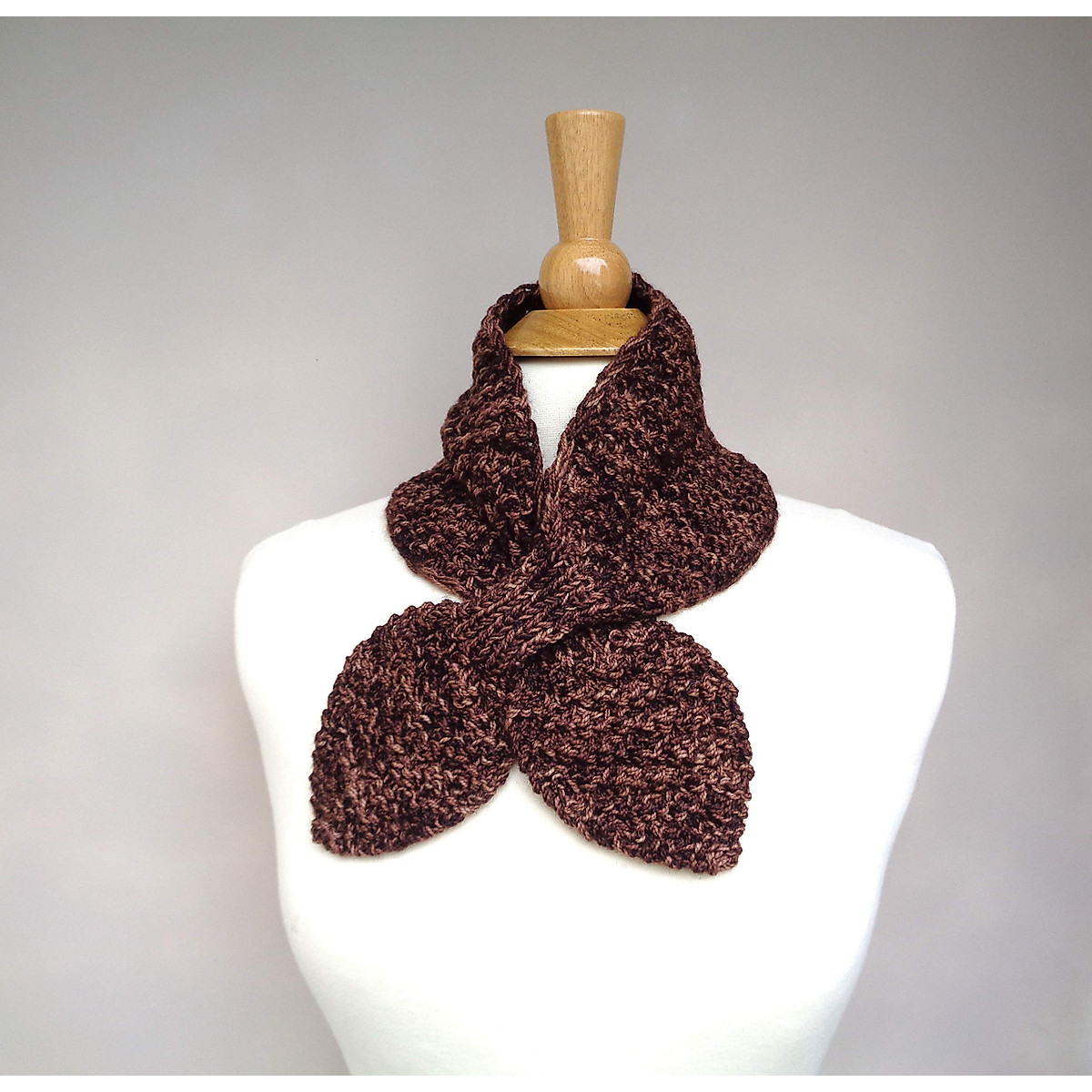 Ascot Bow Scarf, Hand Knit Merino Wool, Pull Through Keyhole Scarf, MULTIPLE COLOR CHOICES, Cowl Neck Warmer