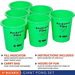 Rally and Roar Jumbo Premium Beer Pong Set - Includes 12 Durable 9" Tall Cups, 6 Balls, Carry Bag