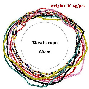 Nicute Plus Size African Waist Chain Beads Layered Belly Chain Stretchy Beach Bikini Waist Body Chain for Women (Pack of 10 Pieces)