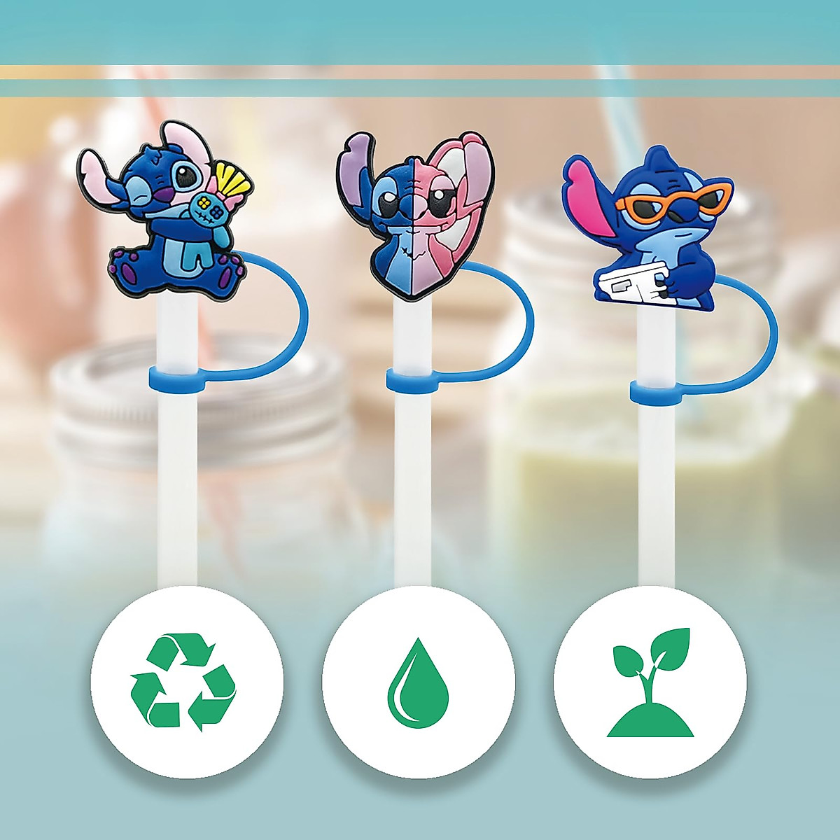 10 Pcs Straw Cover Cap for Stanley Cup, 10mm Reusable Straw Topper for Stanley 30&40 Oz Tumbler, Straw Tip Covers for Stanley Cup Accessories (10mm Blue)