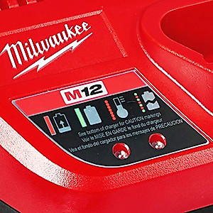 Milwaukee Genuine OEM 48-59-2401 M12 Lithium Ion 12 Volt Battery Charger w/LED Indicating, Red