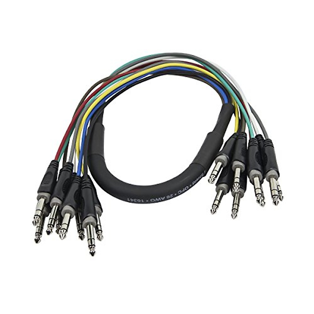 Monoprice 8-Channel 1/4 Inch TRS Male to 1/4 Inch TRS Male Snake 26AWG Cable C/d - 3 Feet with 8 Balanced Mono/Unbalanced Stereo Lines