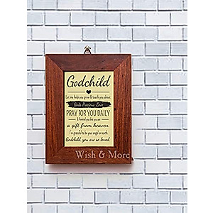 Christening Baptism Gift - Prayer Bible Verse Engraved on Framed Brass Gold Metal Plate, Spiritual Goddaughter Godson Godchild Gift - Christening Keepsake Holy Spirit