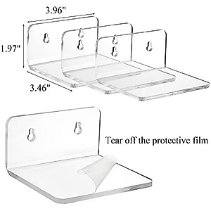 Fasmov 8 Pack Small Wall Shelves, Acrylic Display Ledges for Mini Decor, Display Shelf Floating Wall Mounted Shelf for Bedroom, Living Room, Bathroom