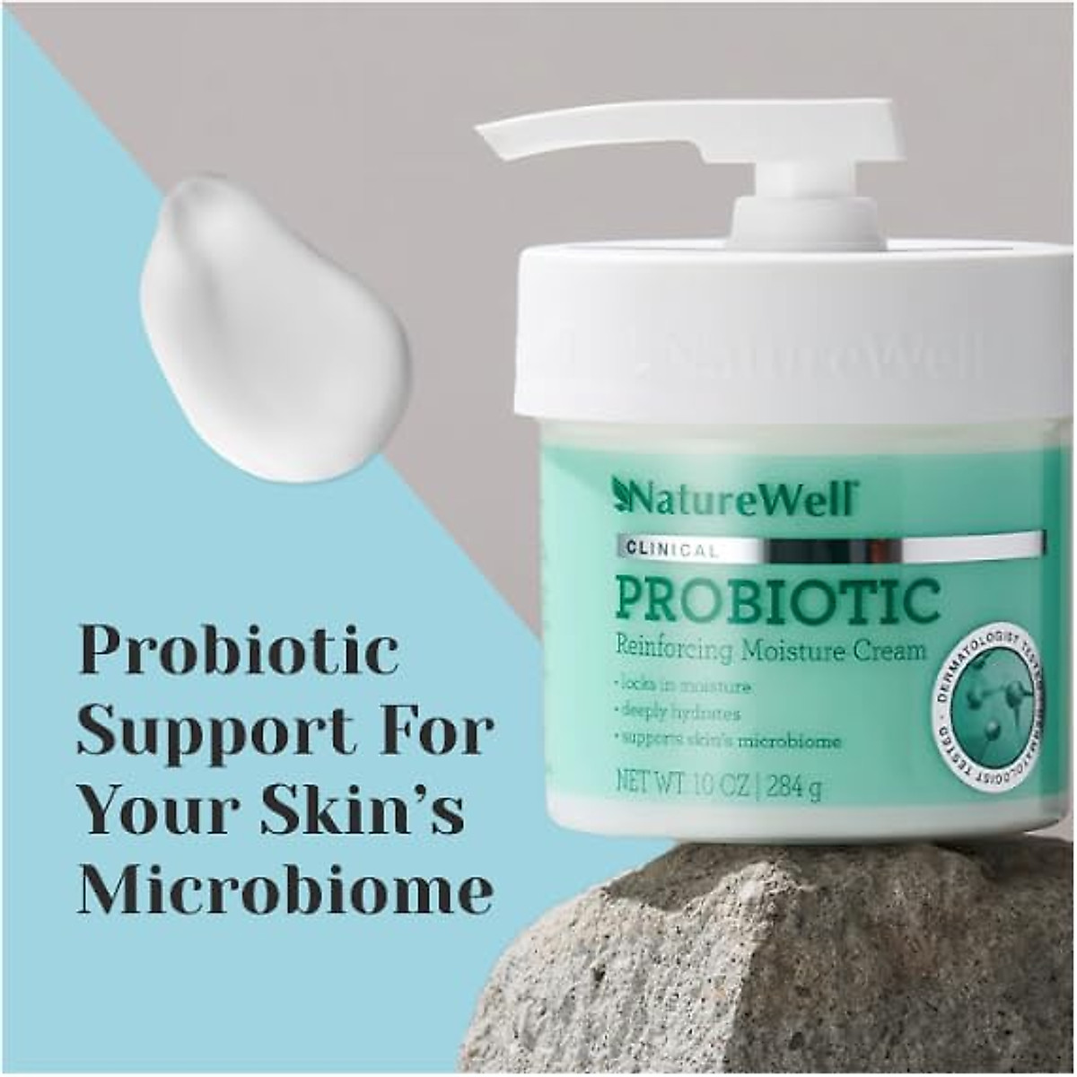 NATURE WELL Clinical Probiotic Reinforcing Moisture Cream for Face, Body, & Hands, Supports Skin's Microbiome with Powerful Probiotic Extracts & Skin Superfoods, 10 Oz