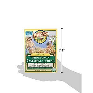 Earth's Best Organic Baby Food, Organic Whole Grain Oatmeal Baby Cereal, Non-GMO, Easily Digestible and Iron Fortified Baby Food, 8 oz Box