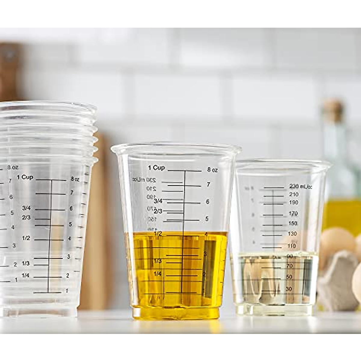 50 Disposable Measuring Cups - 8 Oz | Resin Mixing Cups For Epoxy Resin | Plastic Measuring Cups | Liquid Measuring Cups | Dry Measuring Cups | Paint Mixing Cups | Baking Supplies | Baking Tools