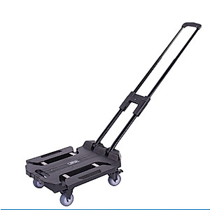 Outdoor Festival Trolley, Folding Trolley, TPR Wheels, Carrying Luggage Hand Carts, for Travel, Shopping, Auto, Moving and Office Use(Color:A,Size:2.5INCH with Brake)